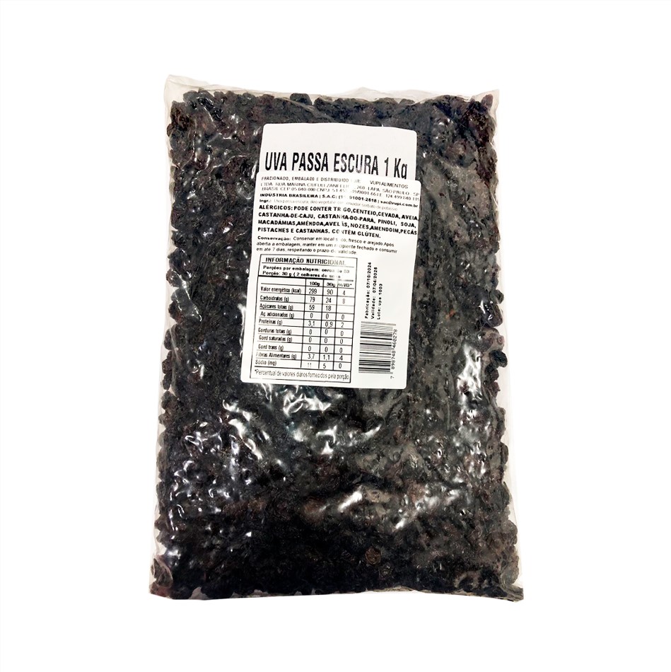 UVA PASSA ESCURA SEM SEMENTE 1KG (PC) - Monte Carlo Alimentos